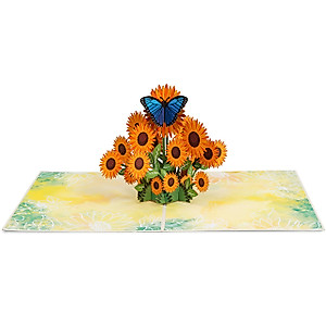 Paper Love Pop Up Cards 2 Pack - Includes 1 Heart Tree and 1 Sunflower, For All Occasions, Mother Day, Birthday, Just Because- Includes Envelope and Note Tag