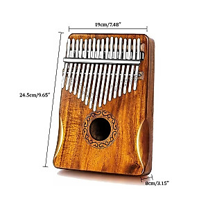 AnEssOil Kalimba Thumb Piano 17 Keys Built-in Waterproof Protective Case, Portable Mbira Finger Piano Gift for Kids and Adult Beginners Wood color