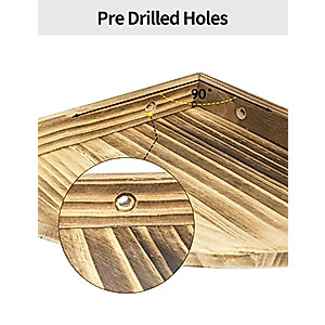 Godimerhea Floating Corner Shelves for Wall, Rustic Solid Wood Wall Mounted Set of 3, Display Hanging Decor Kitchen Storage Heavy Duty Corner Shelf for Living Room Bedroom Bathroom, Brown