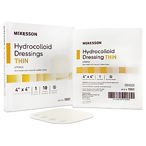 McKesson Hydrocolloid Dressing, Sterile, Thin, 4 in x 4 in, 10 Count, 1 Pack
