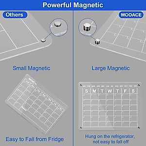 Acrylic Magnetic Dry Erase Board,MOOACE Adhesive Calendar Planner Board for Fridge and Wall Set of 2,Includes 6 Magnetic Markers with 3 Colors,Pen Holder,Clean Cloth and Self Adhesive Wall Hooks