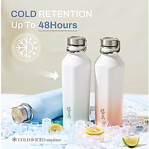 Carote CAROTE Insulated Water Bottles, Water Bottle with Lid, Standard Mouth Water Bottle with Flex Cap, 20Oz, Blue-Pink Gradient