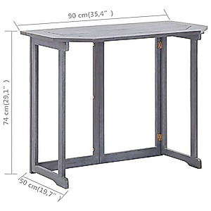 Tidyard Folding Bistro Table Acacia Wood Bar Table Wooden Deck Table for Balcony Garden Backyard Patio Outdoor Furniture 35.4 x 19.7 x 29.1 Inches (L x W x H)