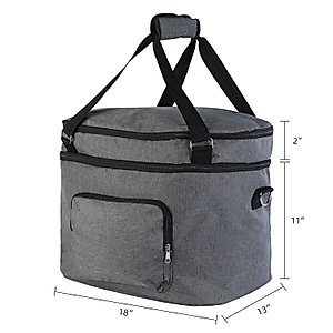 Double Layers Slow Cooker Bag，Carry Case with Top Zip Compartment and Accessory Pocket , Insulated Slow Cooker Carrier Fits for Most 68 Quart Oval Slow Cooker, Fabric waterproof ,Easy to clean.(Bag