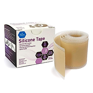 MEDPRIDE Easy-Tear Silicone Gel Tape Roll-1.5 Inch x 1.6 Yards- Medical Grade Wound Dressing, Sticky Bandage, Water + Shower-proof- Latex-Free, Adhesive, Soft + Flexible, Pain-Free Removal + Switching