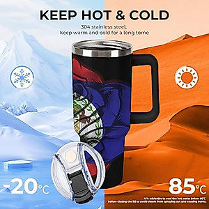 Rose Belizean Flag 40 Oz Tumbler with Handle And Straw Lid,Insulated Reusable Stainless Steel Travel Glass Mug 40 Ounces