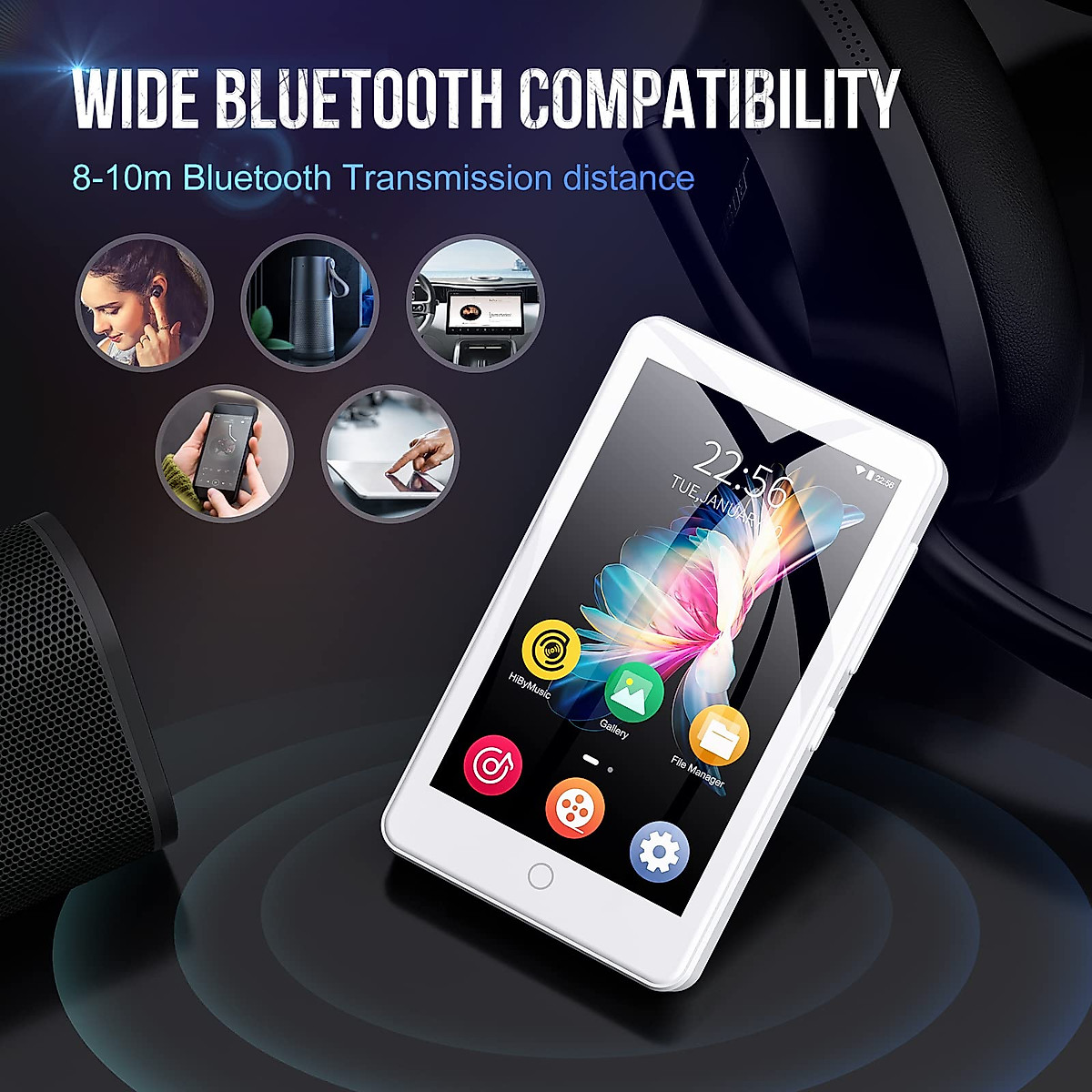 MP3 Player with Bluetooth and WiFi，MECHEN 3.5" Full Touch Screen Mp3 Mp4 Player with Speaker，Android Portable Digital HiFi Sound Music Player with FM Radio,Recorder, Ebook,Browser. (H1-White)