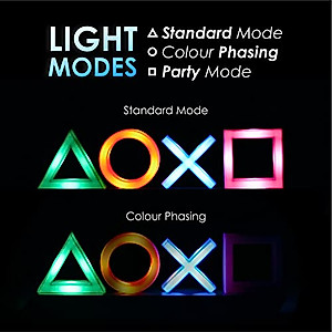 Paladone Playstation Icons Light with 3 Light Modes - Music Reactive Game Room Lighting
