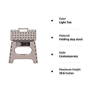 Non-Slip Folding Step Stool, Sturdy Safe Enough - Holds up to 300 Lb - 11 inch Footstool for Adults or Kids, Folding Ladder Storage/Opens Easy, for Kitchen,Toilet,Camping (Light Tan, 11'')