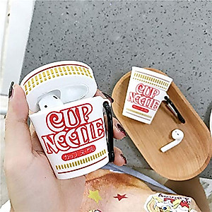 TOU-BEGUIN Charging Case Compatible with Airpods 1/2,Cute Noodles Box Creative Instant Food Container Design Full Protective Earphone Skin Cover