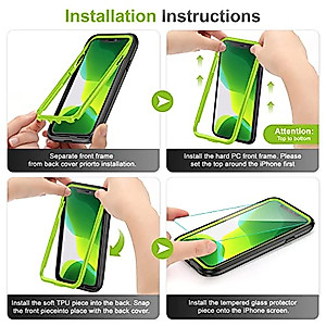 ImpactStrong Compatible with iPhone 11 Case, Full Body Heavy Duty Protective Case Full Body Cover Designed for iPhone 11 (2X Glass Screen Protector Included) - Lime Green
