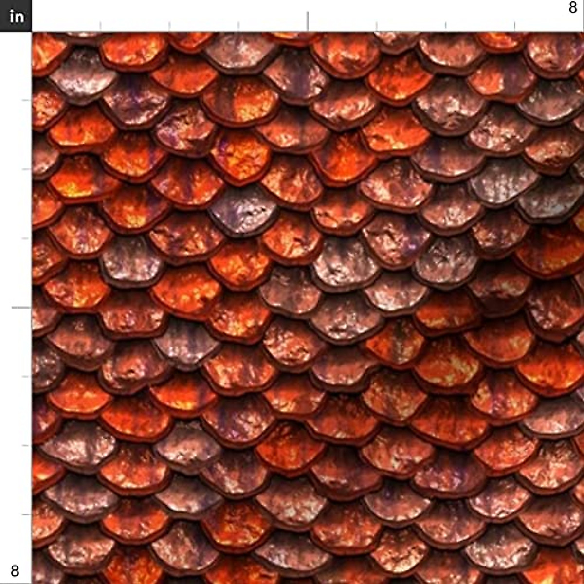 Spoonflower Fabric - Mermaid Scales Orange Fish Scale Skin Tail Printed on Petal Signature Cotton Fabric by The Yard - Sewing Quilting Apparel Crafts Decor