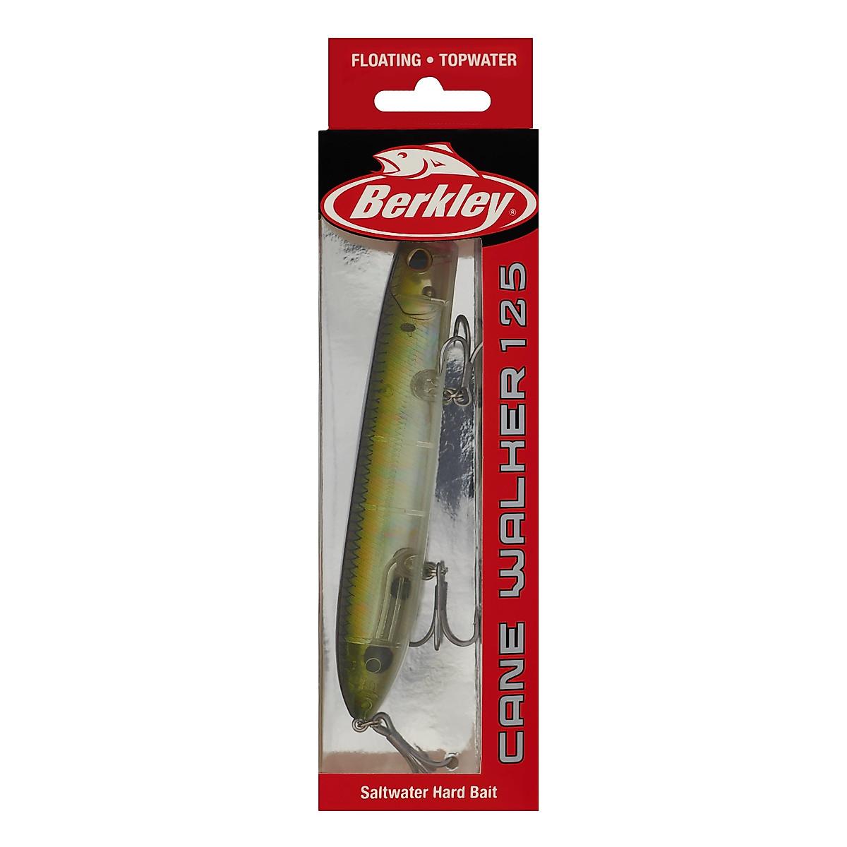 Berkley Cane Walker Topwater Fishing Lure, Pilchard, 4/5 oz, 125mm Topwater, Heavy Tail Weight for Long-Distance Casting, Equipped with Fusion19 Hook