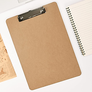 Hongri Hardboard Clipboard, Letter Size Wood Clipboard for Nurses, Lawyers, Students, Classroom, Office, Women, Man, A4 Standard Size 9" x 12.5", with Low-Profile Metal Clip, Brown