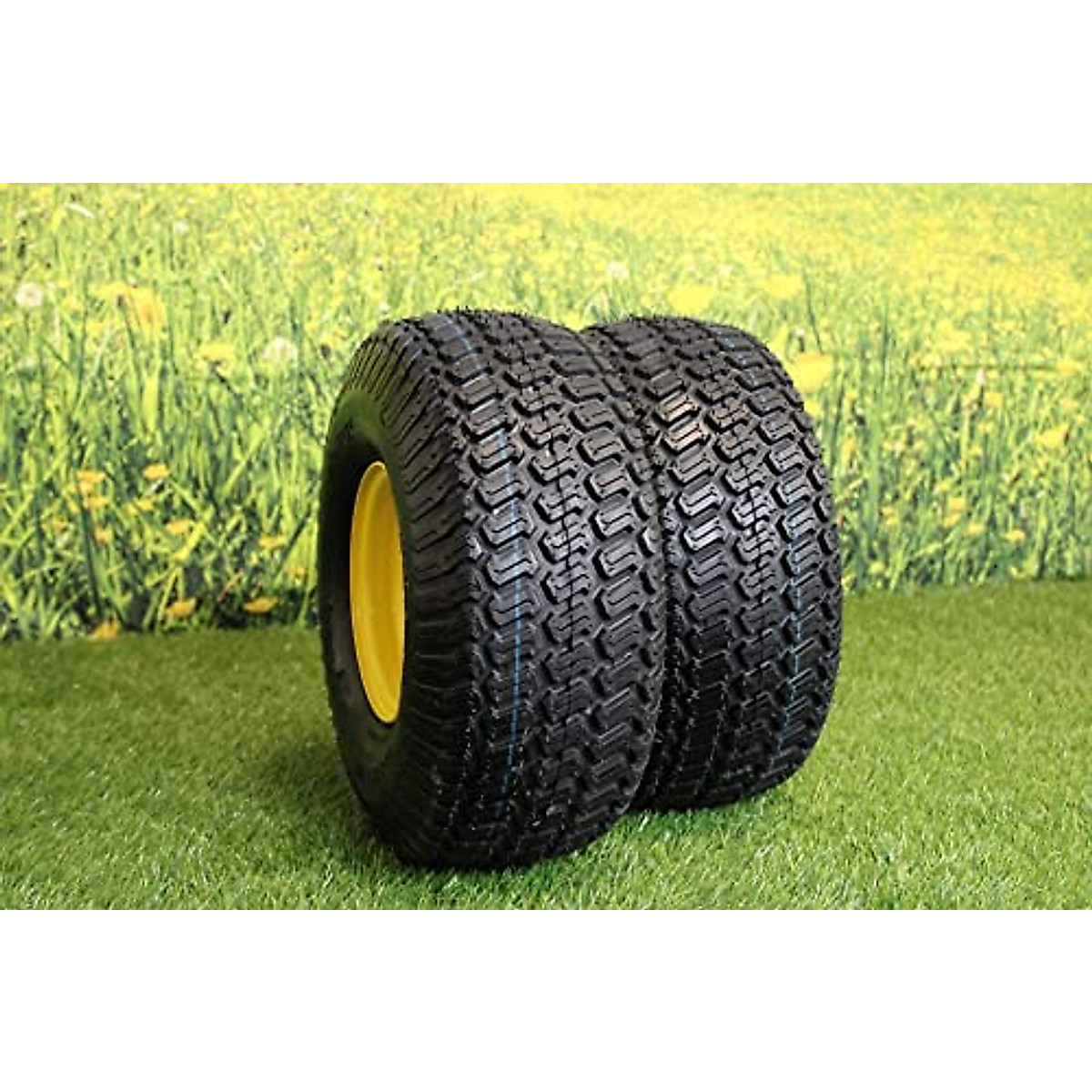 (Set of 2) 15x6.00-6 Tires & Wheels 4 Ply for Lawn & Garden Mower Turf Tires .75" Bearing ATW-003