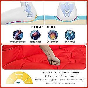 Replacement Cushions for Outdoor Swing, Garden Swing Seat Cushions with Backrest 2/3 Seater, Waterproof Non-Slip Recliner Replacement Mat Sofa Lounger Chairs Pad Patio Home (Big red 60x40inch)