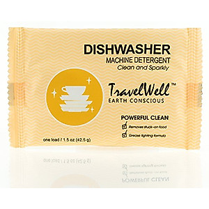 TRAVELWELL Individually Wrapped Powder Dish Detergent,1.5 Ounce per Bag,100 Bags per Case Dishwasher Rinse Aid Hotel Toiletries Amenities Powder Dish Soap