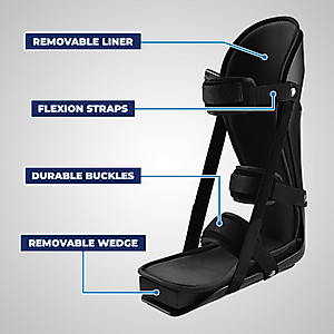 Brace On Kids Adjustable Night Splint - Pediatric Plantar Fasciitis, Achilles Tendon, Heel Spur, Injury, Foot Splint Boot for Children, Black, Size XS