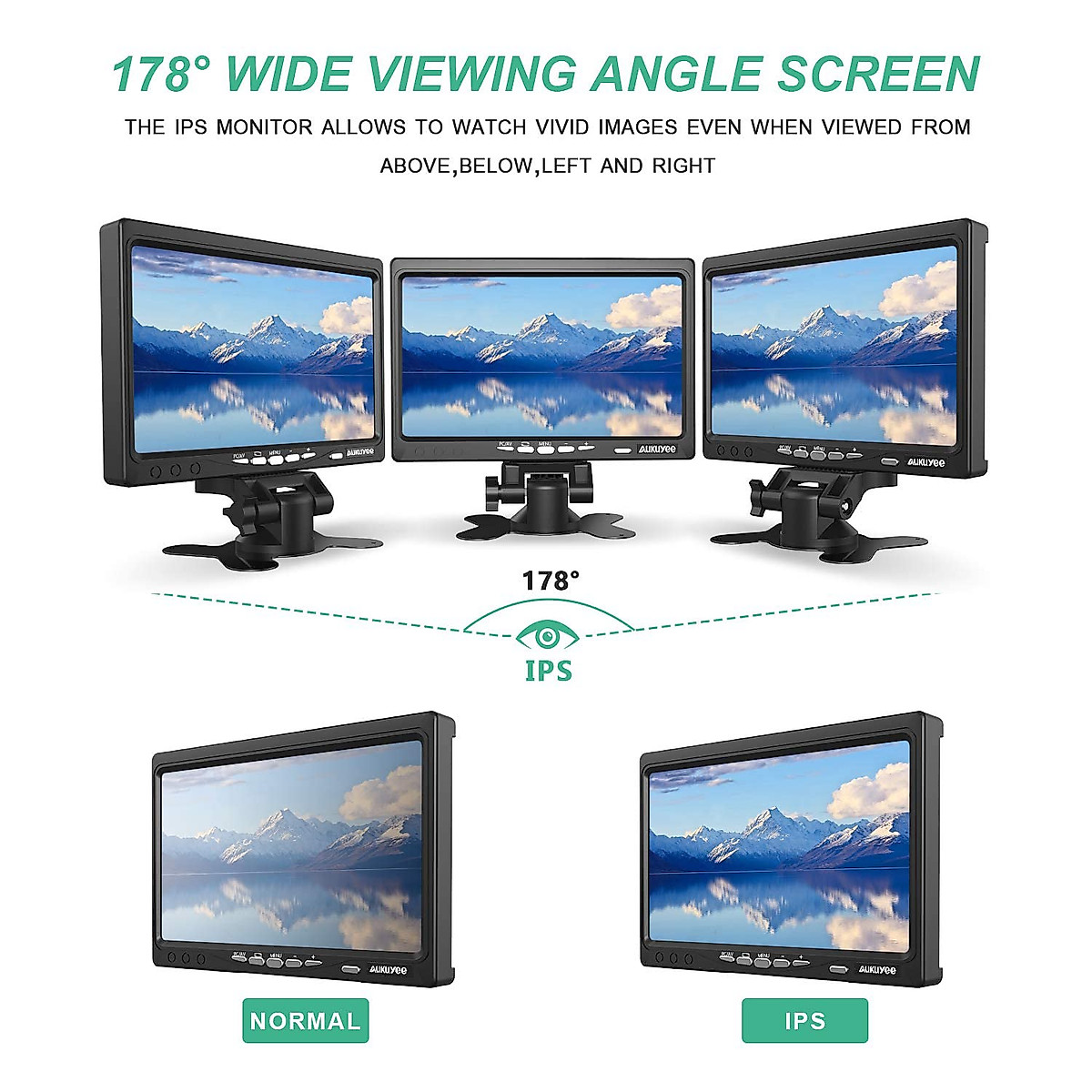 AUKUYEE 7 inch Monitor, 1024x600 IPS Monitor Built-in Speaker Screen Display with AV VGA HDMI Input for Raspberry Pi 4 3 2 1 Model B B+, Car PC DVR Home Office SC7J