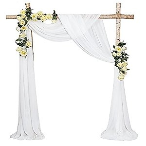 White Arch Drapes 2 Panels 6 Yards Sheer Backdrop Curtains for Parties Ceiling Wedding Arch Reception Drapery Fabric Decor