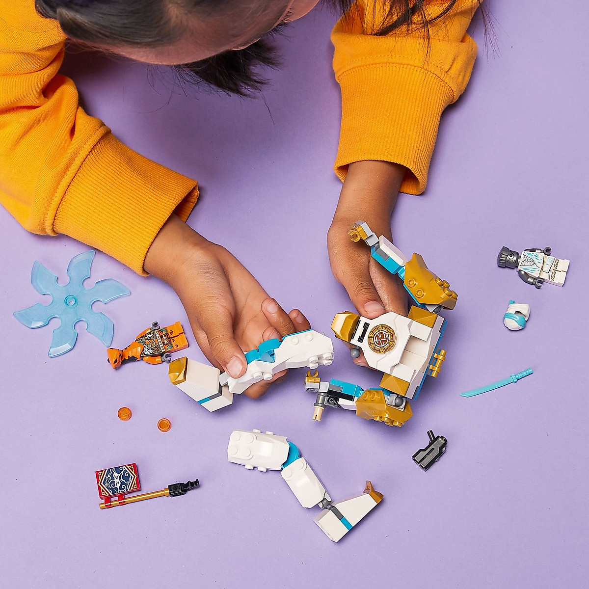 LEGO NINJAGO Zane’s Power Up Mech EVO Action Figure with Cobra Snake and Zane Minifigure, 71761 Collectible Mission Banner Series, Ninja Toys for Kids