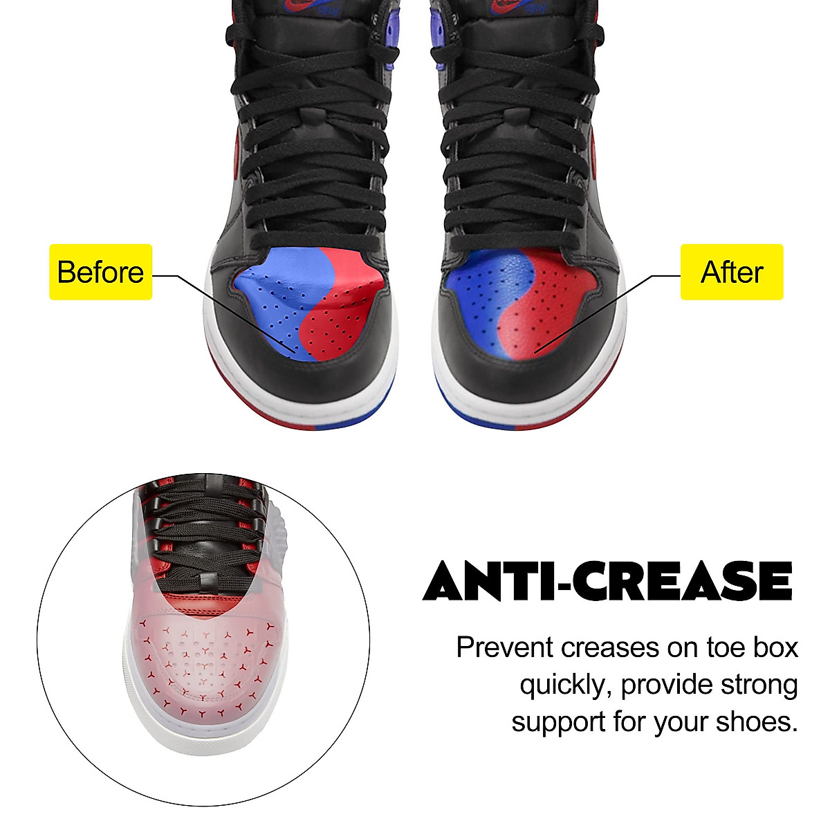 TUPEED 6 Pairs Boot Crease Preventers, Anti-Wrinkle Shoe Protectors for Air Jordan, Sneakers, Boots & Casual Shoes, Women's US Size 5-9