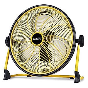 Geek Aire Rechargeable Outdoor High Velocity Camping Floor Fan, 16” Portable Battery Operated Fan with Metal Blade for Garage Barn Gym Camp, Cordless Industrial Fan, Camping Gear Accessories