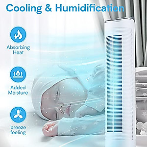Trustech Evaporative Cooler - 40" Portable Air Cooler with 70° Oscillating & Humidifying, 3 Speeds & 3 Modes, 8H Timer, Cooling Tower Fan with Remote,2 Ice Boxes, Quiet Swamp Cooler for Rooms, Office