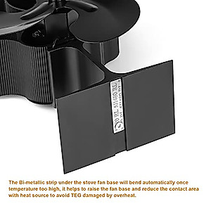 Slivek 4-Blades Fireplace Stove Fan with Thermometers, Silent Motors Heat Powered Wood Stove Fan Non-Electric with Thermometer for Wood Burning Stove, Pellet, Log Burner