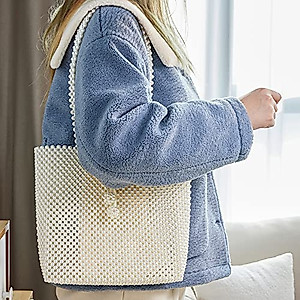 Grandxii Pearl Purse Tote Bag Shouder Bag For Women Wedding Party Shiny Beaded Bag Travel Bag With Pearl