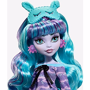 Monster High Creepover Party Doll, Twyla with Pet Bunny Dustin, Sleepover Clothes & Accessories like Hoodie, Book & Backpack