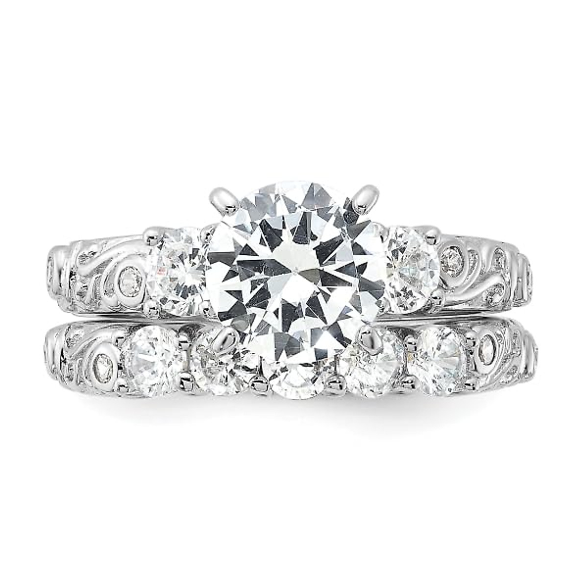 IceCarats 925 Sterling Silver Cubic Zirconia CZ Wedding Band Engagement Ring Bridal Jewelry Set Size 8