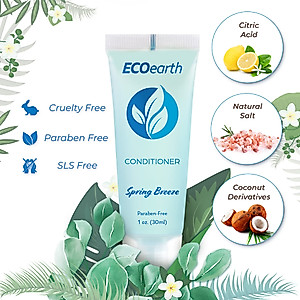 EcoEarth Travel Size Conditioner (1 fl oz, 100 PK, Spring Breeze), Delight Your Guests with Revitalizing and Refreshing Hotel Conditioner, Quality Small Size Travel Amenities Hotel Toiletries in Bulk