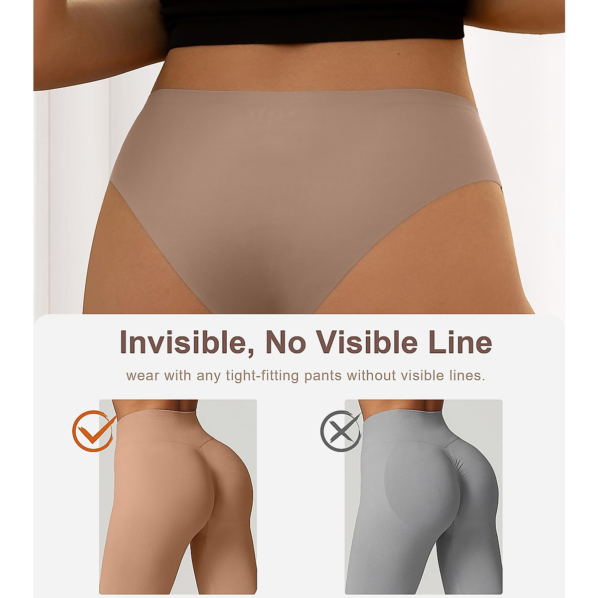 DEANGELMON Seamless Underwear for Women No Show Bikini Panties Comfortable Stretch Invisible Ladies Hipster Briefs 6 Pack Medium