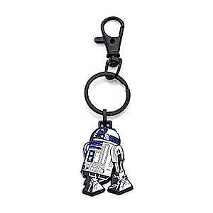 Star Wars Jewelry Unisex Adult Black IP & Base Metal R2-D2 Key Chain, Silver/Black, One Size