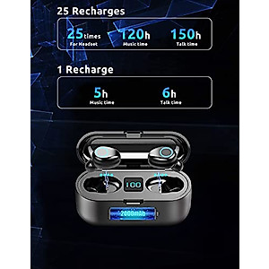 Works By VOLT PLUS TECH Volt Plus TECH Wireless V5.0 Bluetooth Earbuds Compatible with Samsung Galaxy A32 5G LED Display, Mic 8D Bass IPX7 Waterproof/Sweatproof (Black)