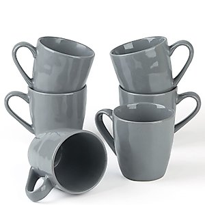 Famiware Mars 6 Pieces Coffee Mug, 12 oz Tea Mug, Catering Mugs with Handle for Coffee, Tea, Cocoa, Milk, White