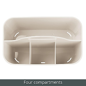 mDesign Small Plastic Shower/Bath Storage Organizer Caddy Tote with Handle for Dorm, Shelf, Cabinet - Hold Soap, Shampoo, Conditioner, Combs, Brushes, Lumiere Collection, Cream/Beige