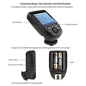 Godox Camera Flash Trigger Xpro-C for Canon Wireless Remote 2.4GHz 1/8000s HSS TTL-Convert-Manual Large Screen Design Customizable Functions