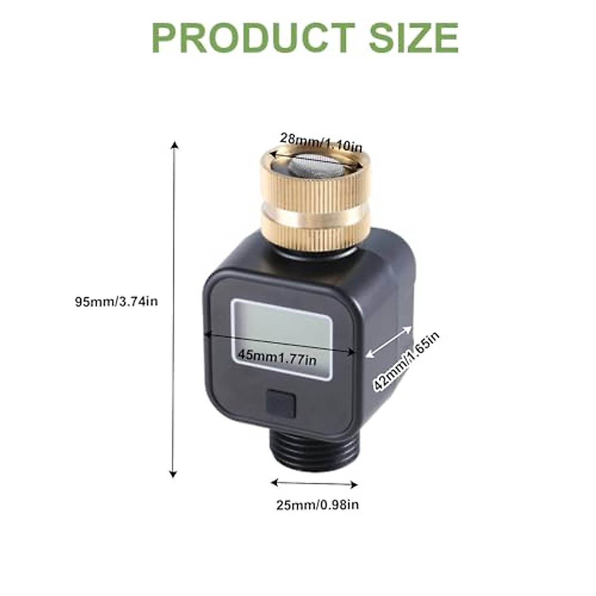 Water Flowmeter With Brass Inlet 3/4'' Thread Flowmeter IP55 Measure Gallon/Liter Consumption And Rate