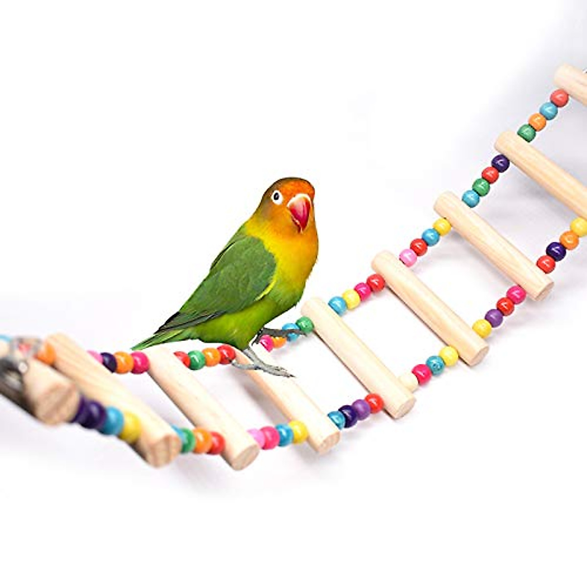 FUCHU Wooden Parrot Hamster Climbing Ladder Swing Play Toys Set Birds Hanging Bridge Exercise Perch Stand Platform Cage Accessories for Lovebirds Gerbil Rat Chinchillas Squirrel