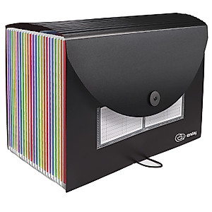 Accordion File Organizer 24 Pocket Expanding File & Cover Folder with Labels, Plastic Portable Desktop Letter A4 Paper Document Receipt Bill Storage, Filing Folder Organizer – by Enday