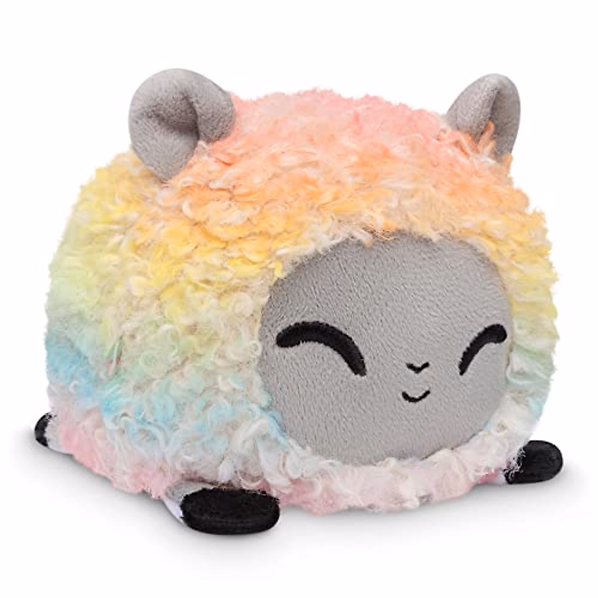 TeeTurtle - The Original Reversible Sheep Plushie - Pride - Gray + White Rainbow - Cute Sensory Fidget Stuffed Animals That Show Your Mood!