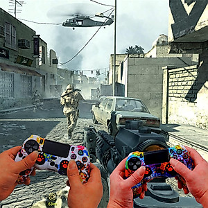 Silicone Skin for Ps4 Controller, 2pcs Anti-Slip Shell Cover Case with 10 Joystick Grips, 2 Pairs L2 R2, 4pcs Led Light Bar Skin for Playsation 4/ Slim/Pro Dualshock 4 Controller Wireless Gamepad