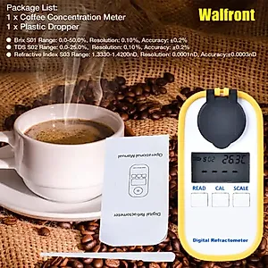 Digital Coffee Concentration Refractometer with BRIX Display Coffee Concentration Meter Sugar Drinks Density Coffee Brix Total Dissolved Solids Meter with TWO Measurement Modes