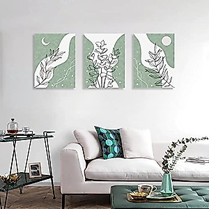 Bohemia Wall Art Set of 3, Framed Canvas Boho Wall Decor, Mid Century Modern Wall Decor for Living Room, Bedroom, Bathroom, Office 12"x16"x3
