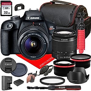 Canon EOS Rebel T100 DSLR Camera w/ 18-55mm F/3.5-5.6 Zoom Lens + Macro + Telephoto + More (18pc Bundle)