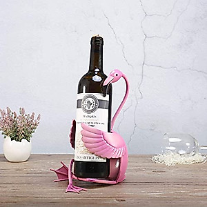 Kavolet Wine Holder, Flamingo Shape Wine Bottle Holder Tabletop Decor Wine Rack, Metal Sculpture Wine Holder Stand, Crafts Ornament for Home Kitchen