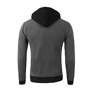 Maiyifu-GJ Men's Double Zipper Turtleneck Fleece Hoodie Lightweight Zip Up Hooded Jacket Long Sleeve Sweatshirt With Pocket (Dark Grey,X-Large)