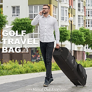 Himal Outdoors Golf Travel Bag - Heavy Duty 600D Polyester Oxford Wear-Resistant, Excellent Zipper Universal Size with Wheels, Soft-Sided Golf Club Travel Cover to Protect Clubs
